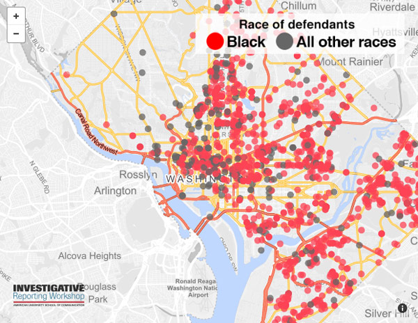 Interactive map of arrest locations from the Investigative Reporting ...